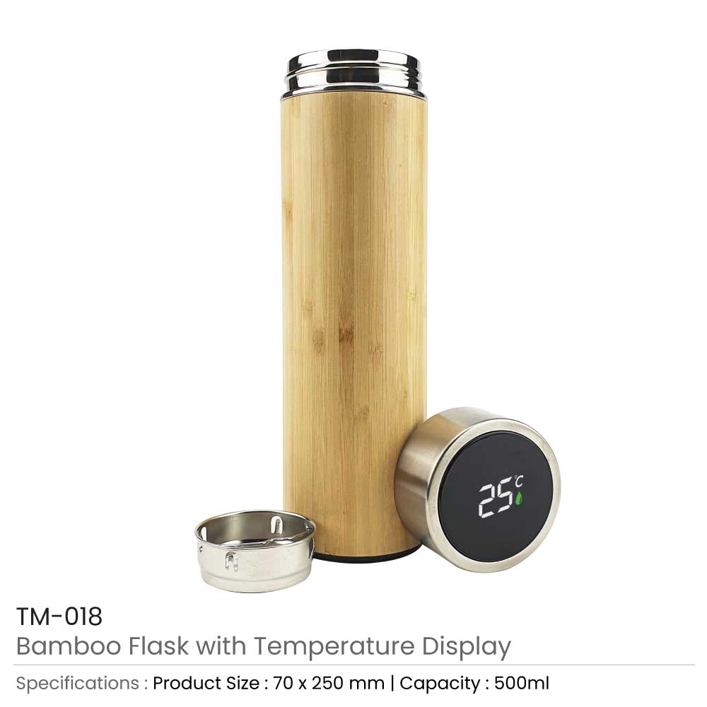 Bamboo Flask with Temperature Display | Promotional Gifts Suppliers